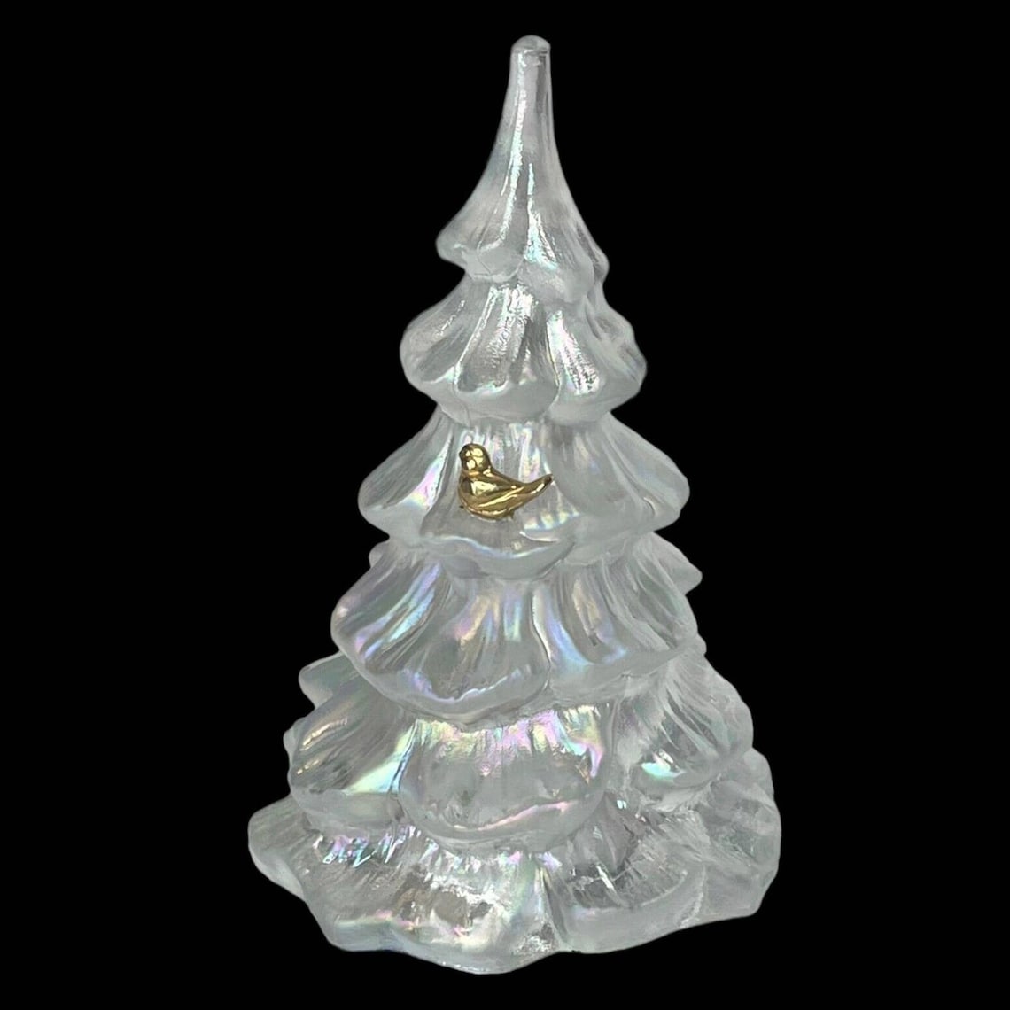 Vintage Fenton Glass CHRISTMAS TREE 6.5 FIGURINE Large White Iridescent ...