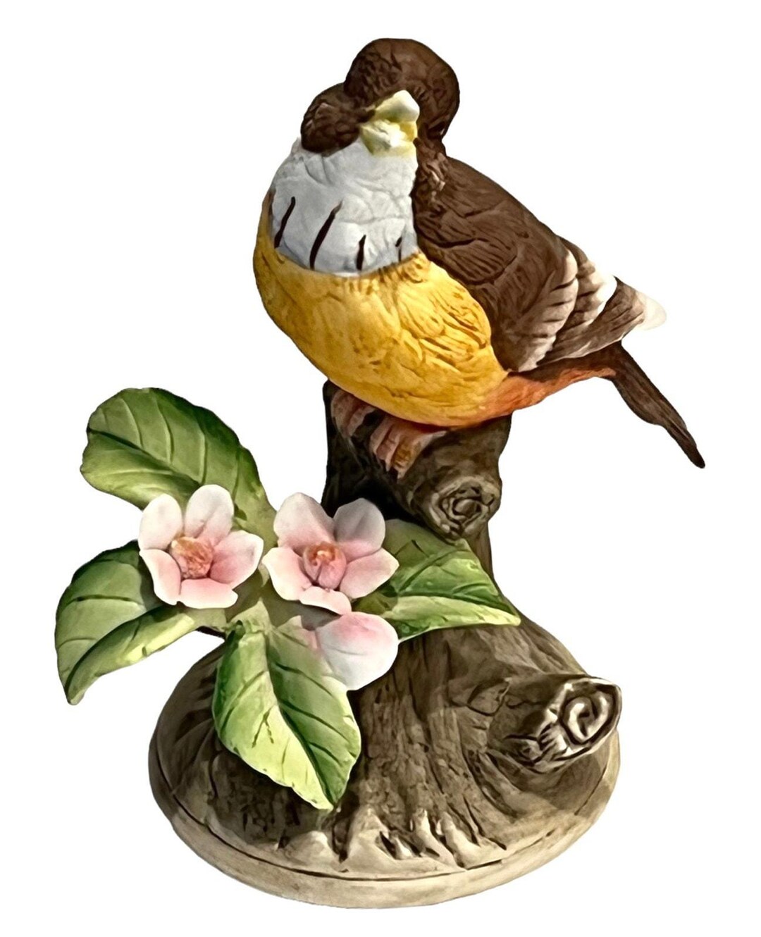 Vintage Yellow ROBIN BIRD FIGURINE 5.5" Porcelain Lefton China Tree ...