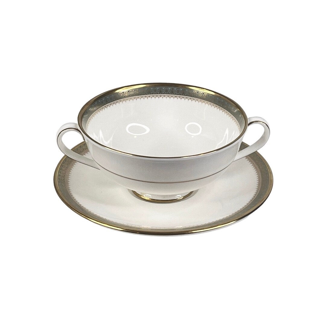 Royal Doulton CREAM SOUP & SAUCER Set Double Handle Bowl Clarendon ...
