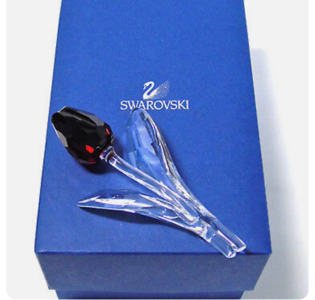 New Swarovski Crystal RED TULIP FLOWER 3.75" Swan Logo Large Faceted ...