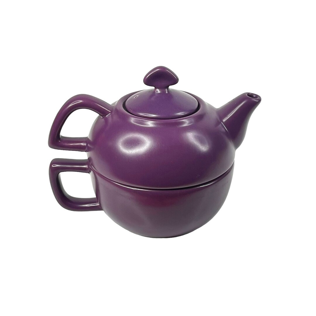 Chantal TEA FOR ONE 13oz Purple Ceramic Teapot Cup & Lid 92-tpc10 3 ...
