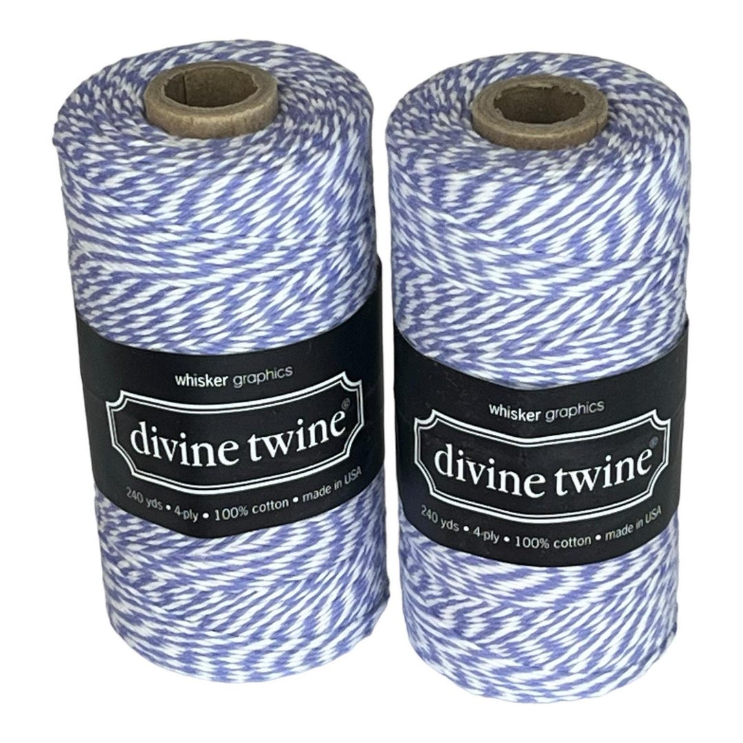 Divine Twine Bakers String 2 Roll Cotton 240 Yards 4 Ply Purple White ...