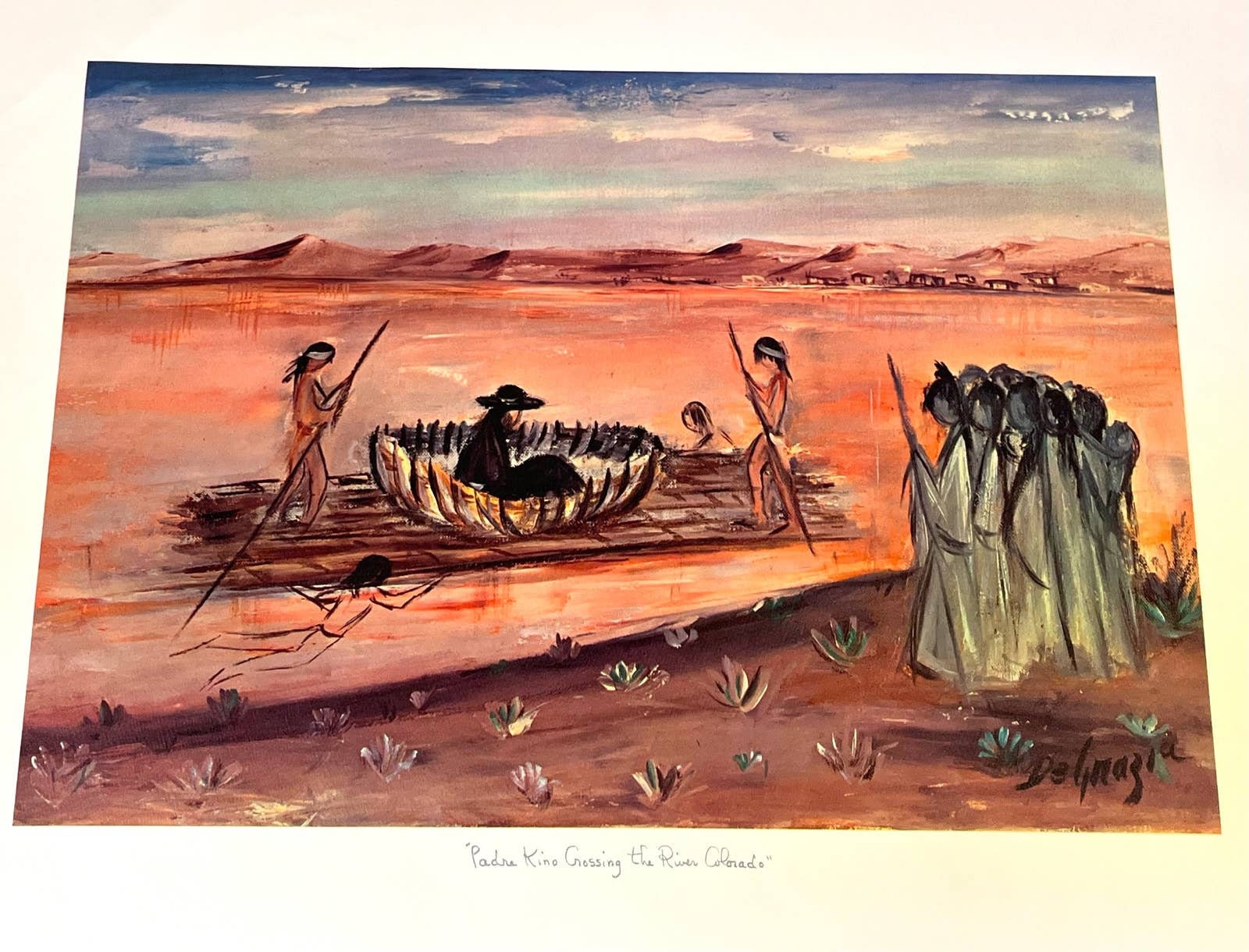 Limited Edition Ted Degrazia Father Padre Kino Crossing the River Colorado Signed 22x18 ART ...