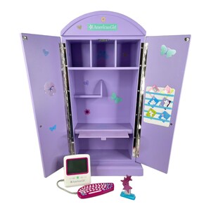 American Girl COMPUTER DESK ARMOIRE Purple Doll Furniture Computer ...