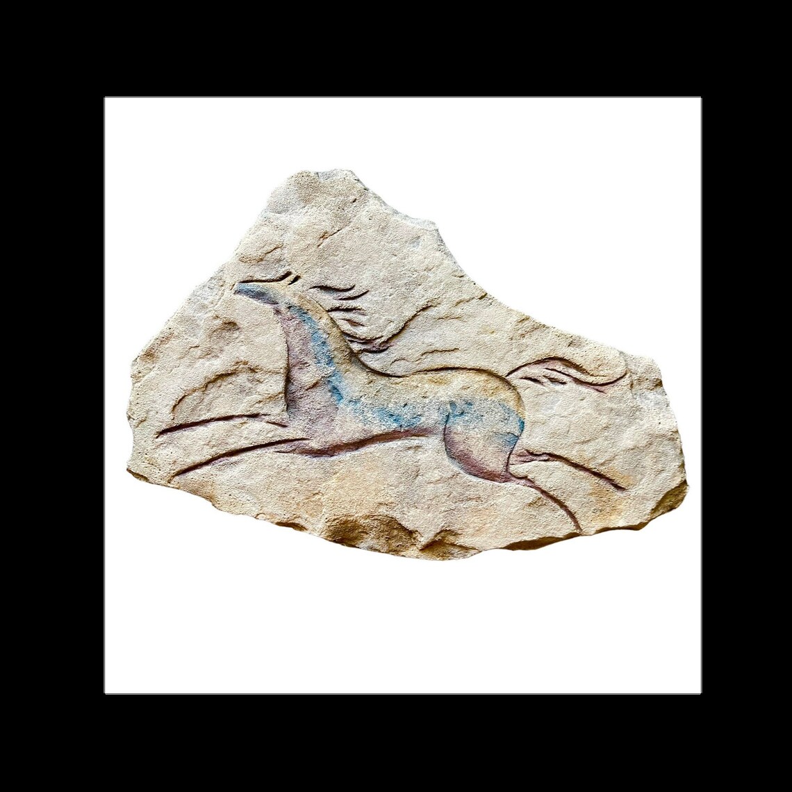 Fraqs Rock Art John Running HORSE Artist Signed Stone 11x7 Wall Hanging ...