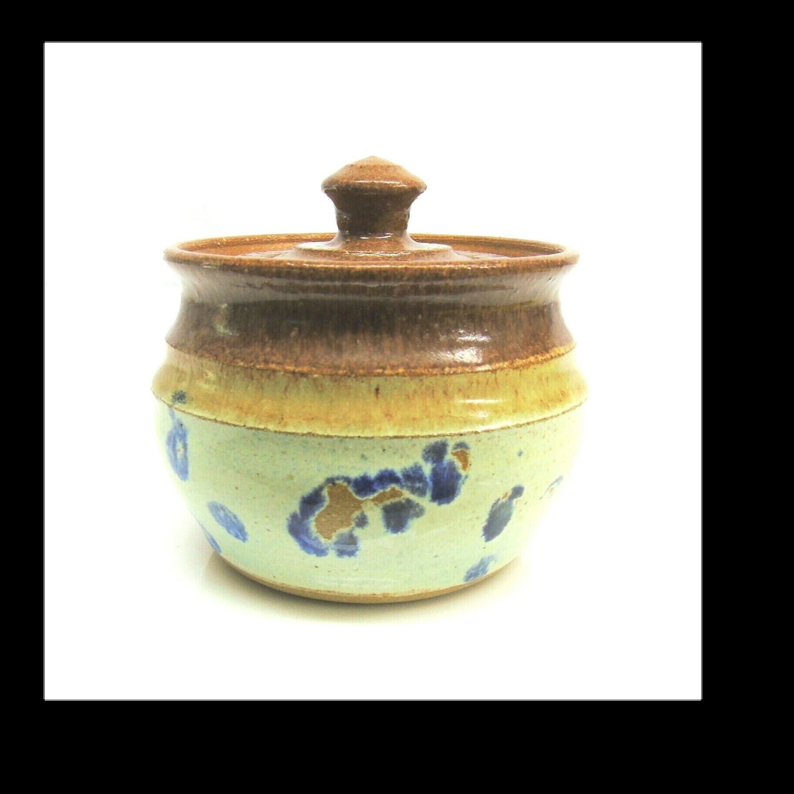 Studio Pottery SUGAR BOWL & LID Butter Jam Dish Signed African Hawaiian ...