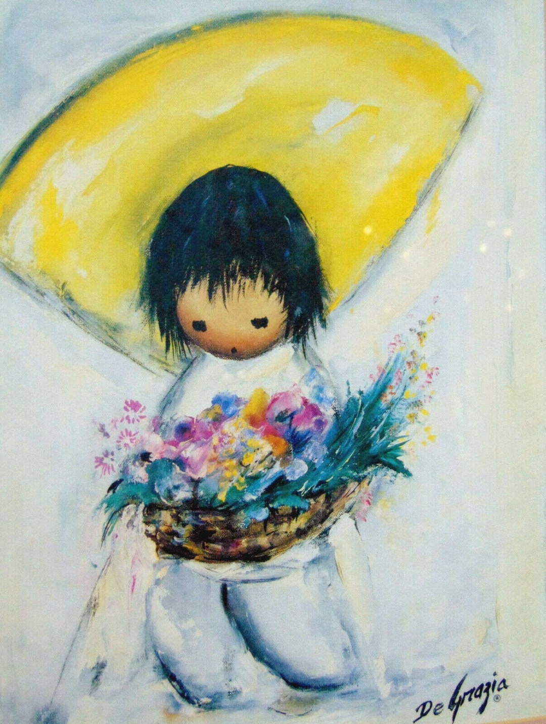 Ted Degrazia American Indian FLOWER CHILD Framed Art Print Yellow ...