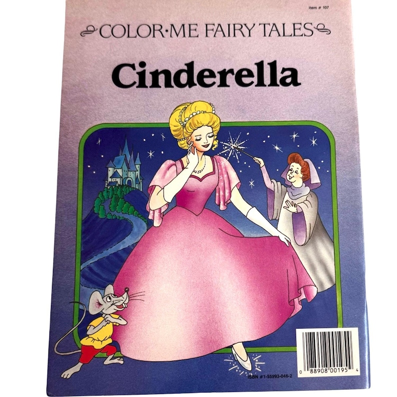 Cinderella Coloring Book Princess Color Me Fairy Tales 10.5” Usa 90s ...