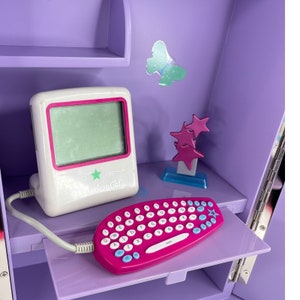 American Girl COMPUTER DESK ARMOIRE Purple Doll Furniture Computer ...