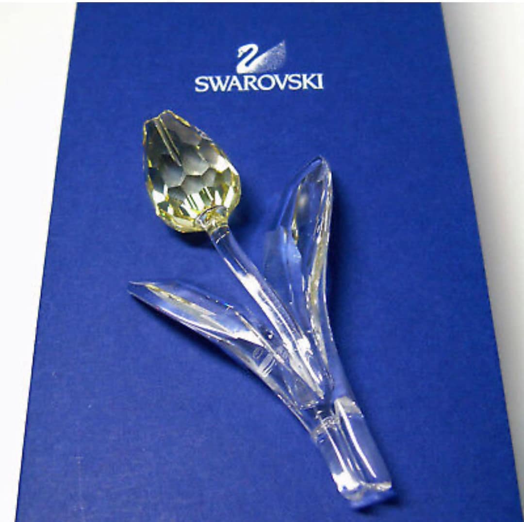 New Swarovski Crystal YELLOW TULIP FLOWER 3.75" Swan Logo Large Faceted ...