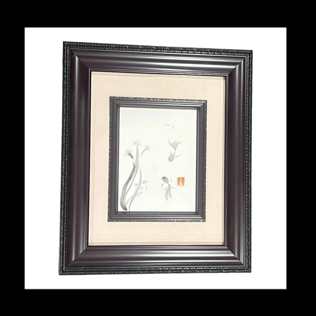 JM Kijima Signed Watercolor Painting Japanese Koi Fish Sea Life 22x26 ...