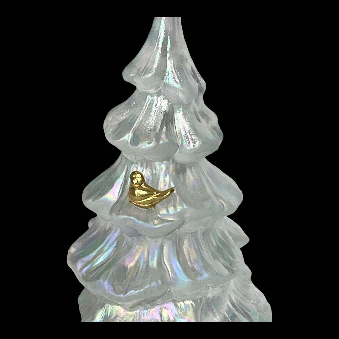 Vintage Fenton Glass CHRISTMAS TREE 6.5 FIGURINE Large White Iridescent ...