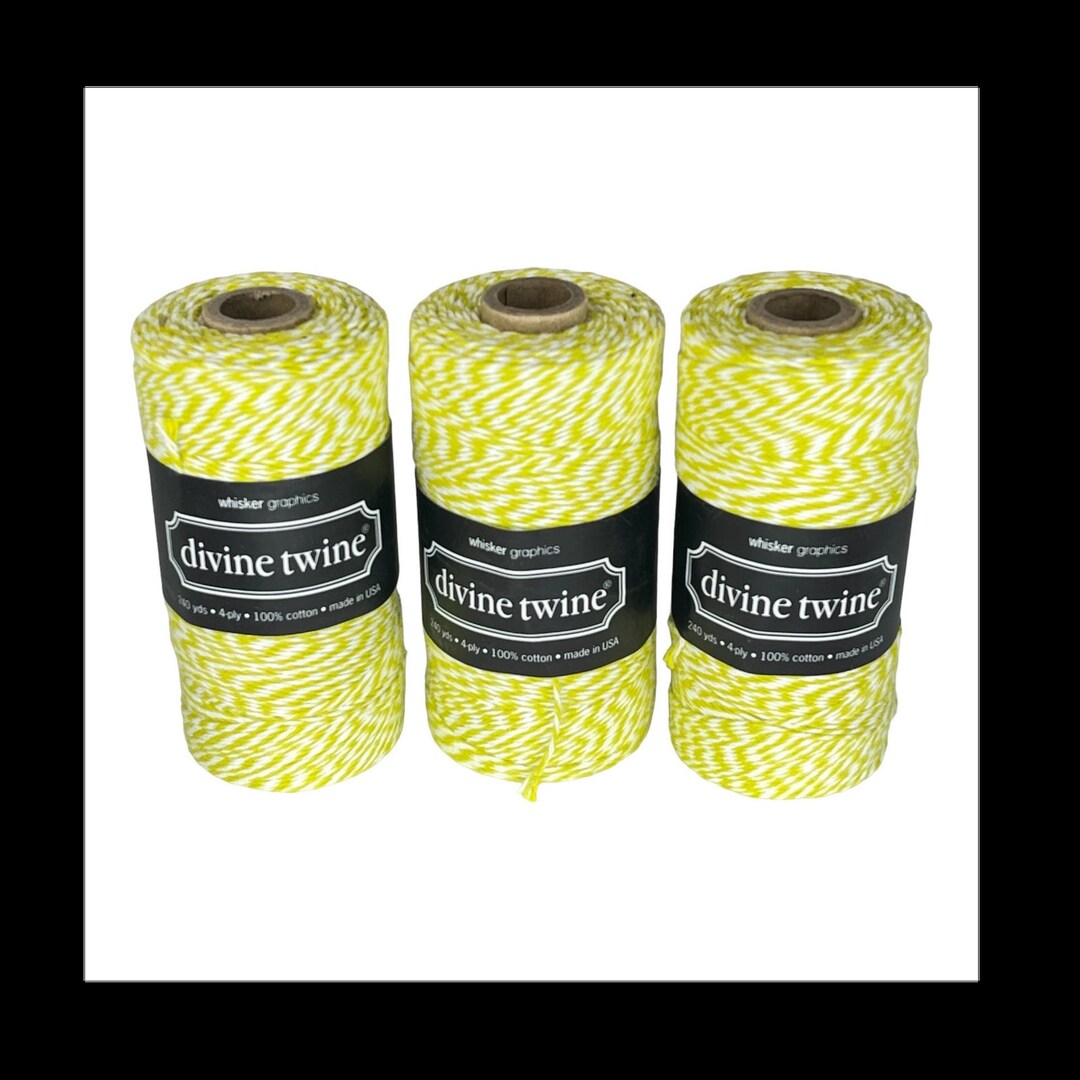 NEW Pack 3 Divine Twine 100% Cotton 240 Yards, 4 PLY Yellow White ...