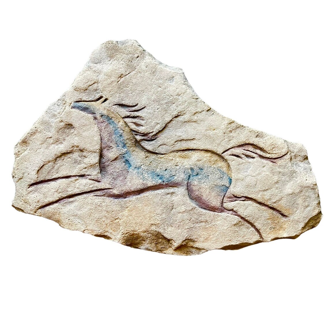 Fraqs Rock Art John Running HORSE Artist Signed Stone 11x7 Wall Hanging ...