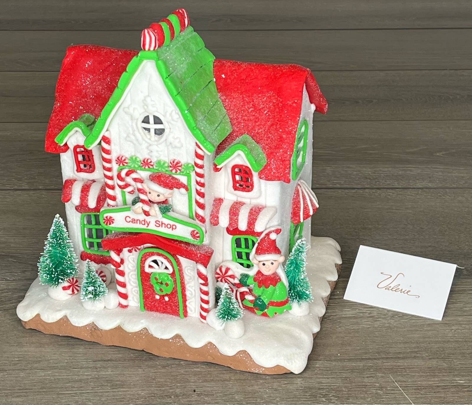 NEW Valerie Parr Hill GINGERBREAD HOUSE Elf Candy Shop Lighted ...