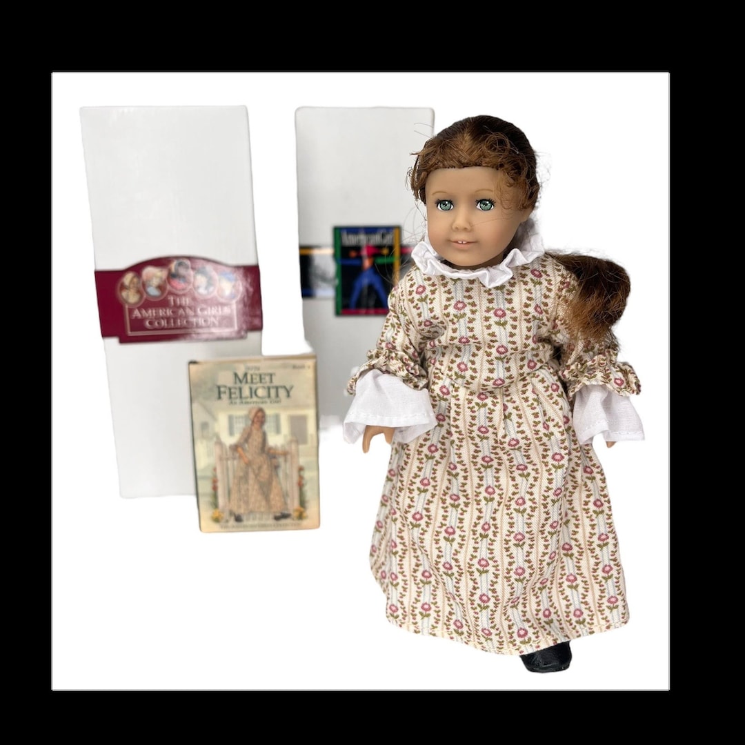 Vintage American Girl MINI FELICITY DOLL 6” Cloth Body Meet Outfit Book ...