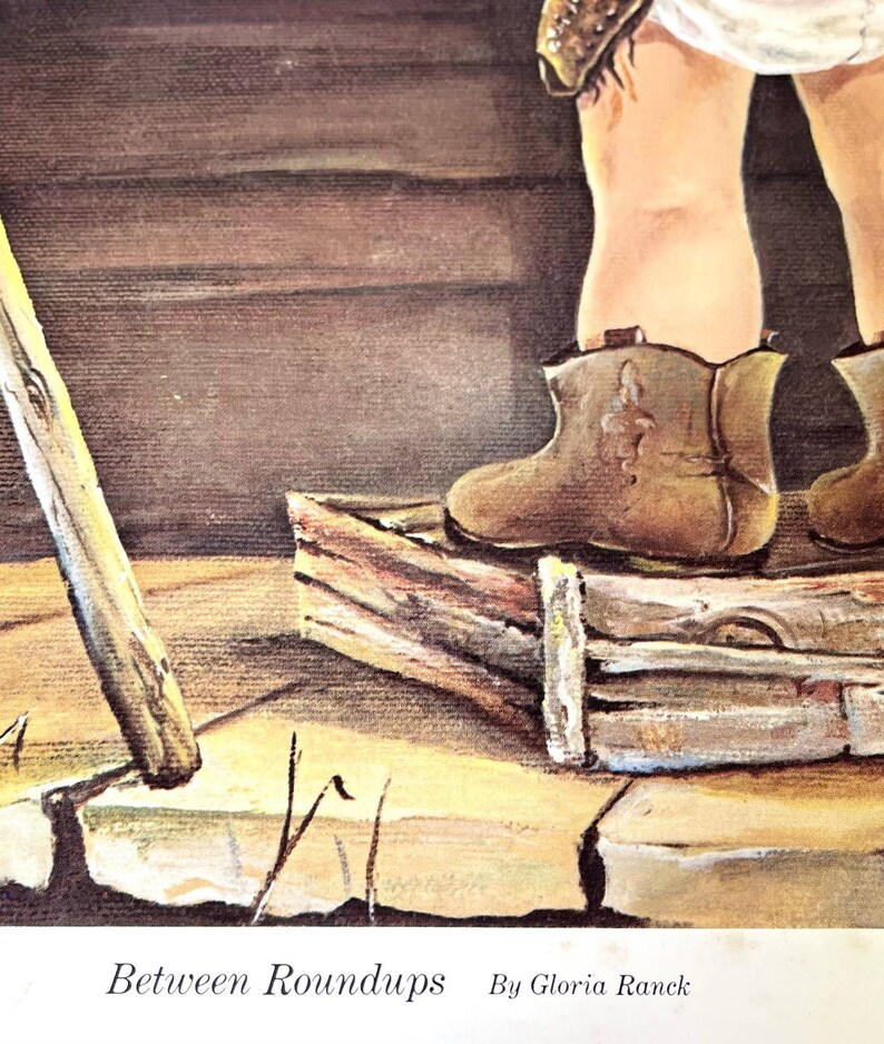 G. Ranck BETWEEN ROUNDUPS Signed ART Western Cowboy Large - Etsy