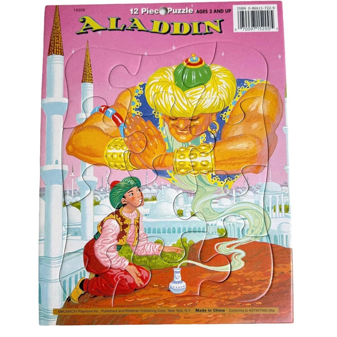 Disney Aladdin Tray Puzzle 90s Childrens Jigsaw 12pc Genie Lamp 11 ...