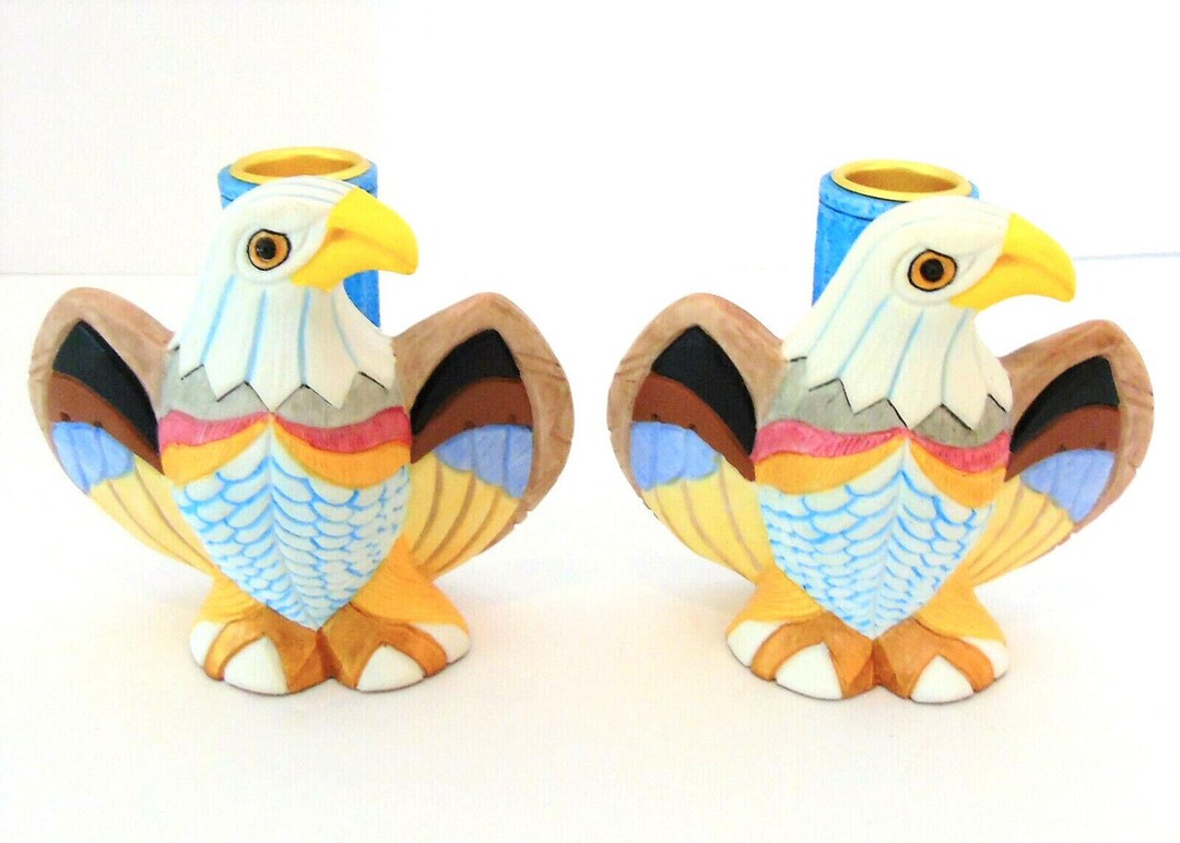 American Bald Eagle Candle Holders Taper Candlestick Set 2 Southwest ...