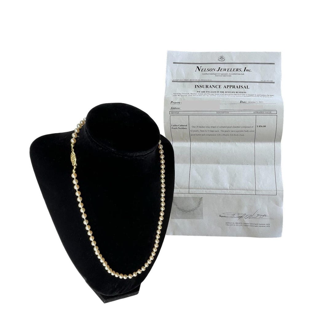 Cultured Pearl Necklace German Silver Knotted 62 Pearls 5mm Fish Hook ...