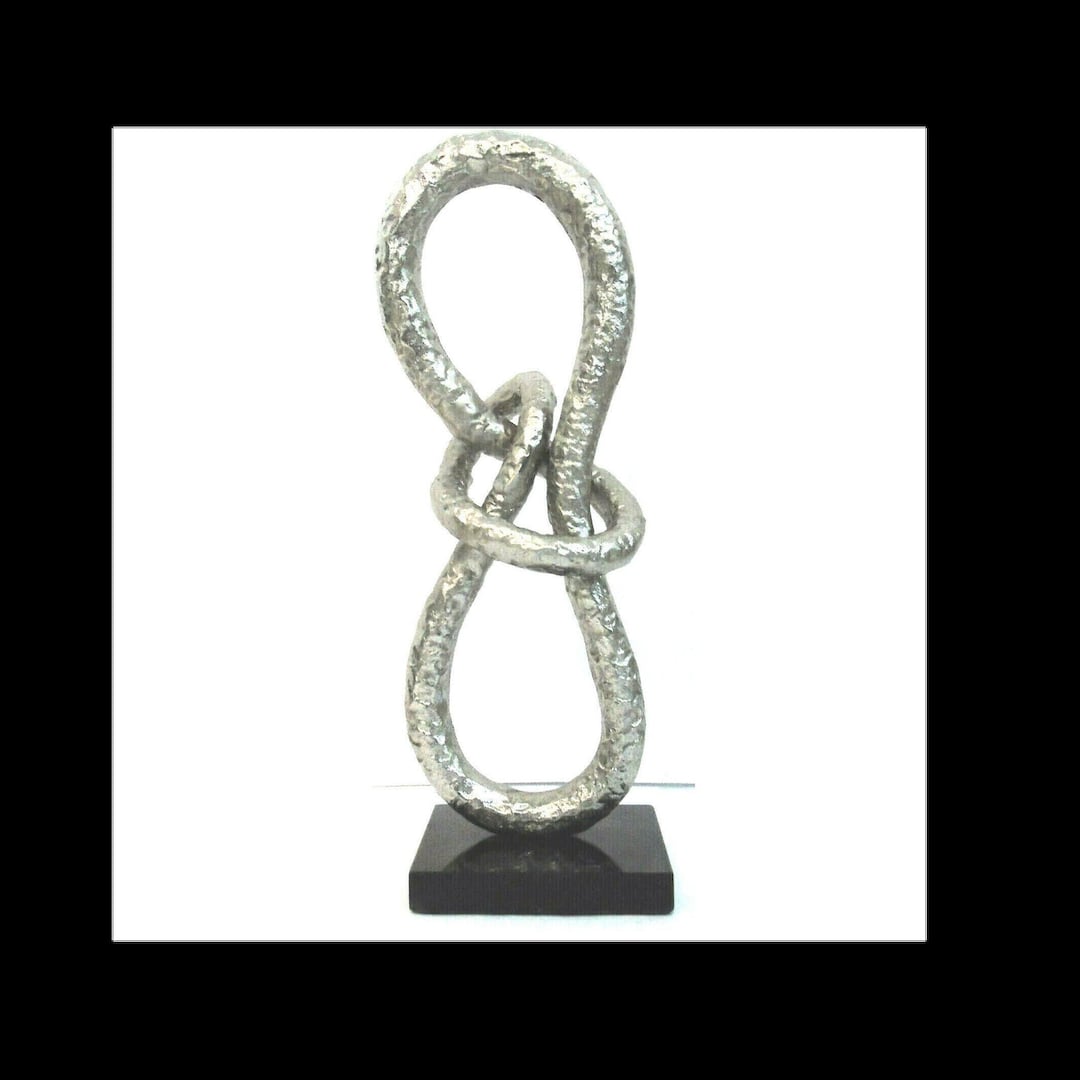 Modern Metal INFINITY Loop Knot Art SCULPTURE on Onyx Marble Base 16 ...