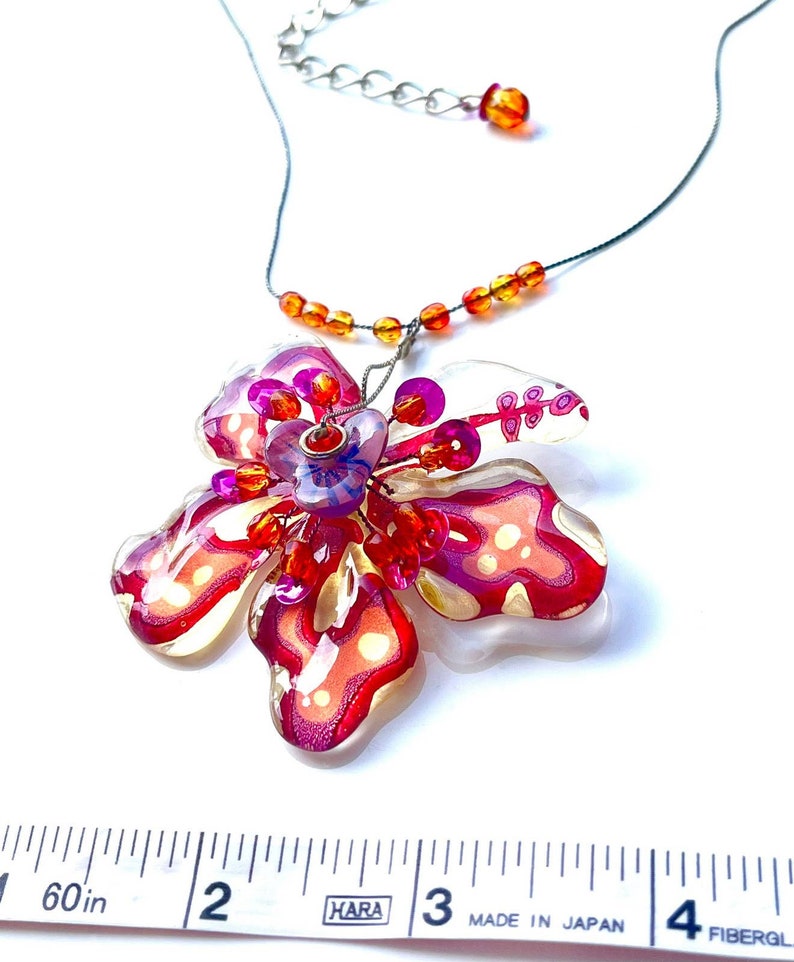 Lalo Orna Treasures Resin Pink Flower NECKLACE & PENDANT Beads - Etsy