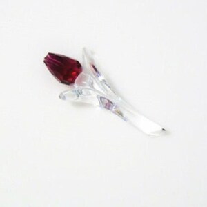 Swarovski Crystal RED Mini TULIP FLOWER Faceted Bud Clear Stem & Leaves ...