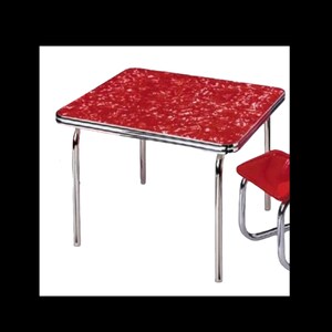 American Girl Doll Molly Chrome TABLE Red Laminate Diner Kitchen Table ...