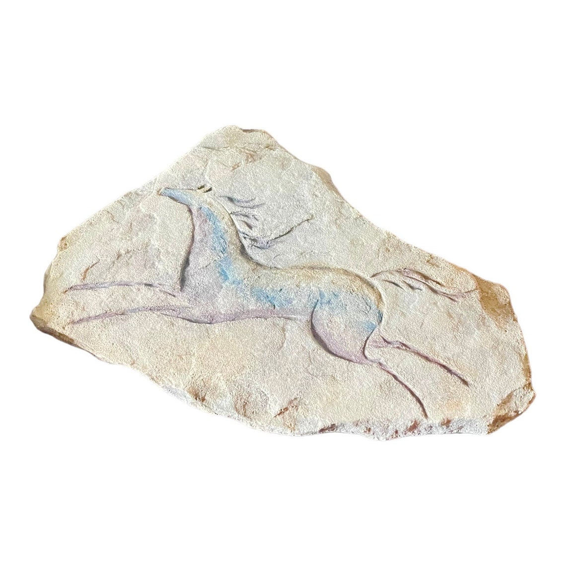 Fraqs Rock Art John Running HORSE Artist Signed Stone 11x7 Wall Hanging ...