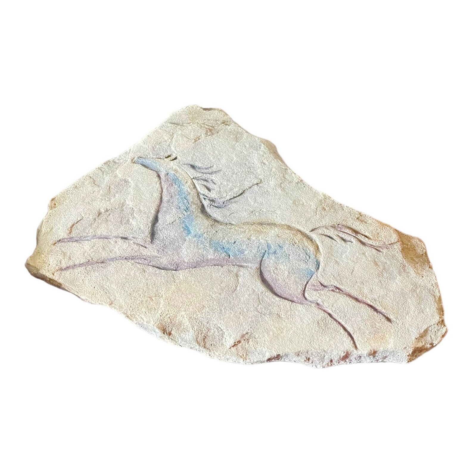 Fraqs Rock Art John Running HORSE Artist Signed Stone 11x7 Wall Hanging ...