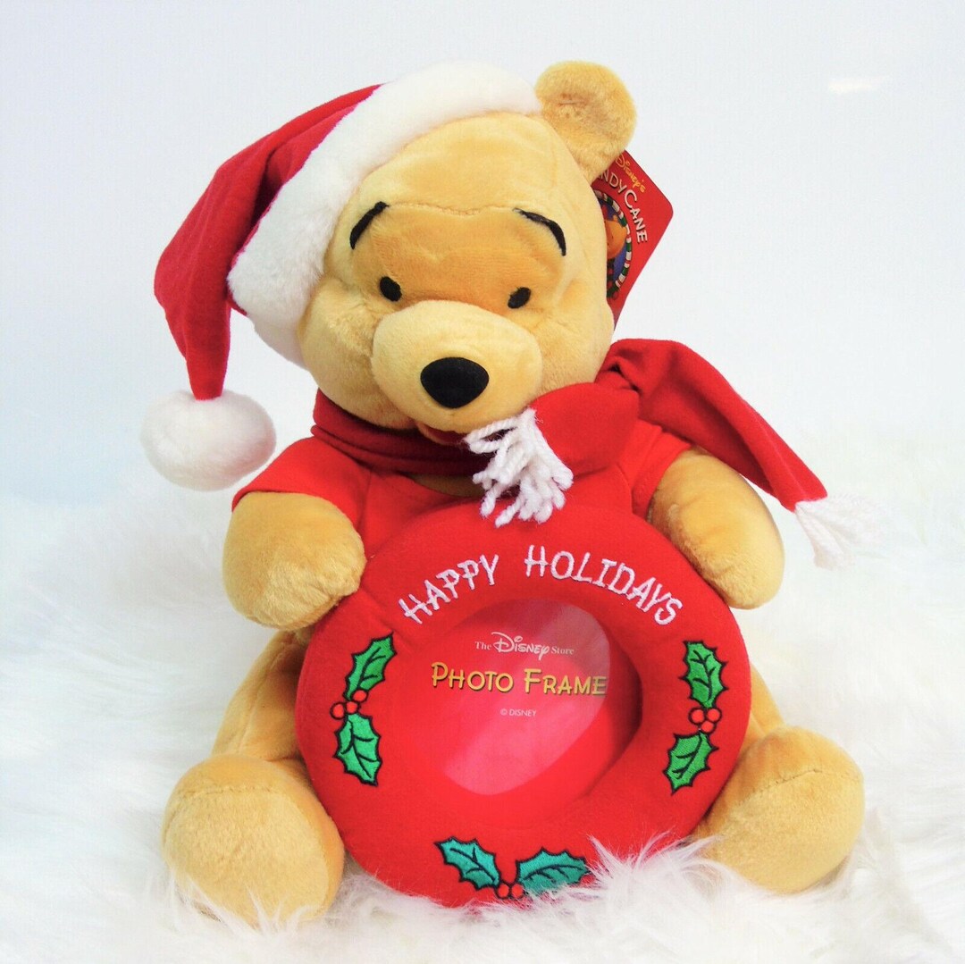 Vintage New Disney Christmas WINNIE THE POOH Santa Bear Plush + Photo ...