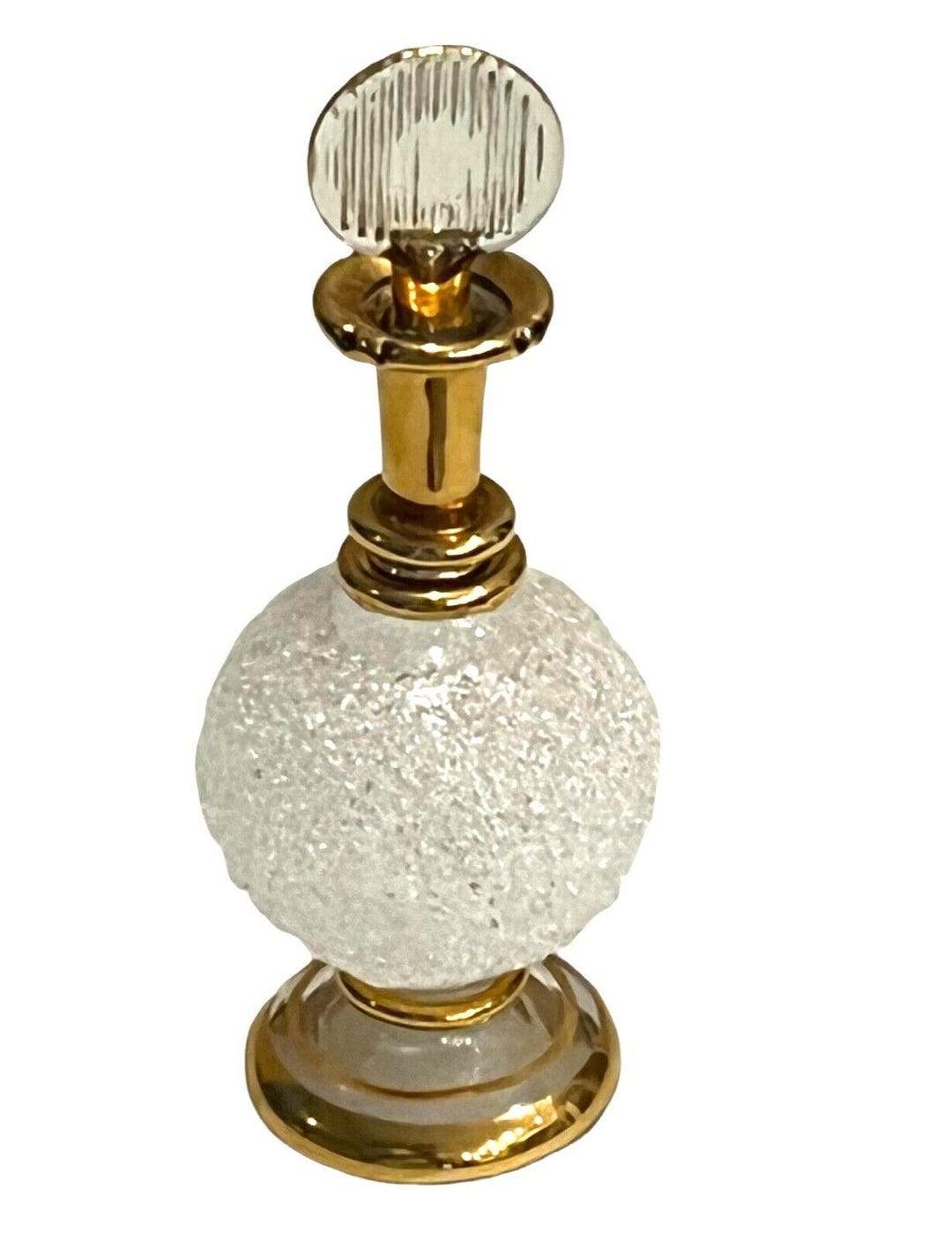 Summerso Sugar Glass Perfume Bottle Glass Coin Stopper Gold White Hand ...