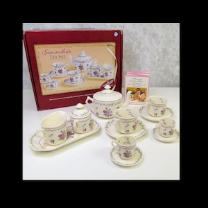 American Girl Pleasant Company SAMANTHA TEA SET 19pc Teapot Tea Cups ...