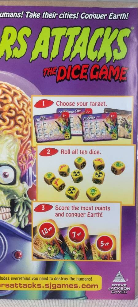 Mars Attacks the Dice Game Comic Advertisement/ Art/ Promo Tim Burton ...