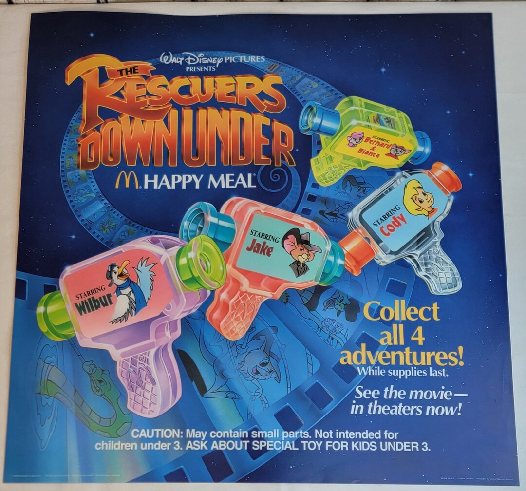 RESCUERS Down Under Mcdonalds TRANSLITE Promotional Display Vintage ...