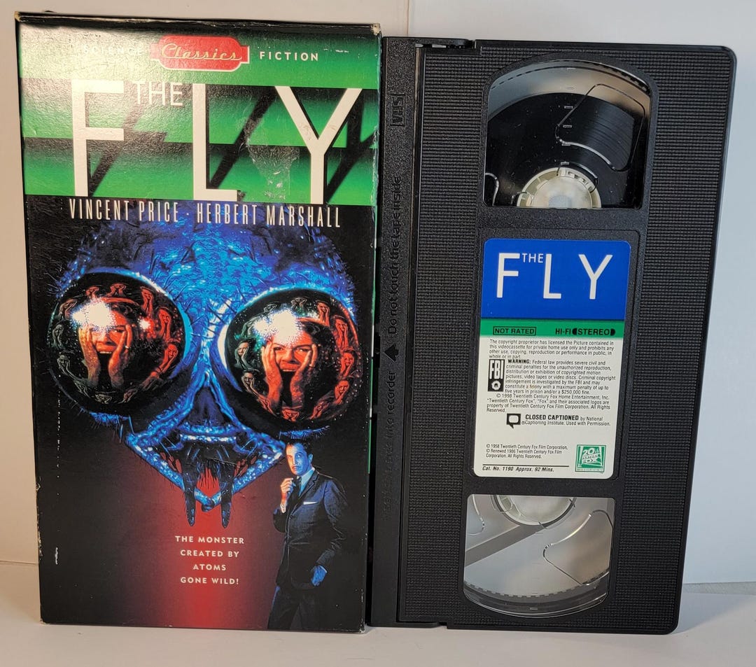 THE FLY 1958 VHS Vincent Price Horror Movie Sticker Label Mini Cassette ...