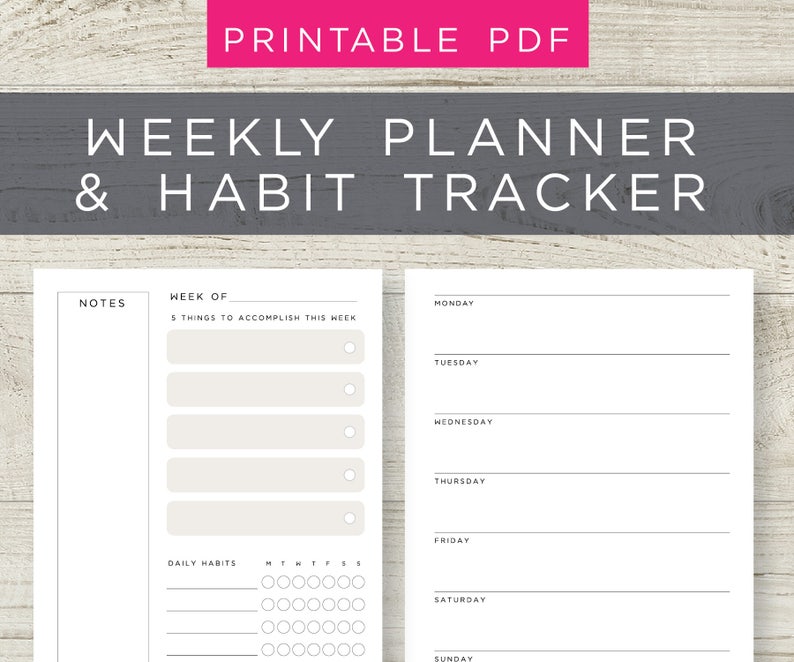 Weekly Personal Planner Printable, Weekly Planner Inserts, Productivity ...