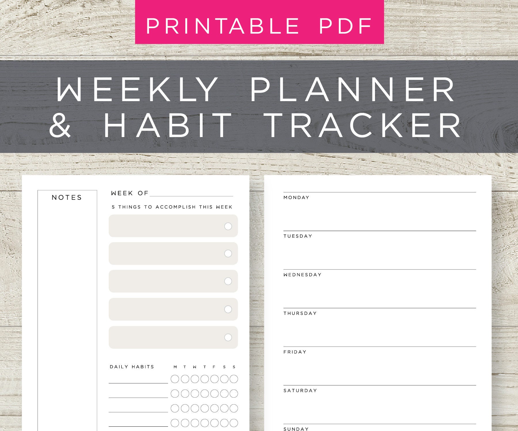 Weekly Personal Planner Printable, Weekly Planner Inserts, Productivity ...
