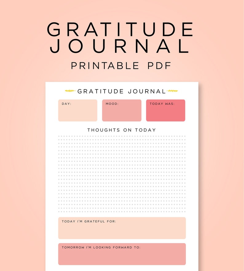 Gratitude Journal Printable Worksheets, Positivity Journal, Daily ...
