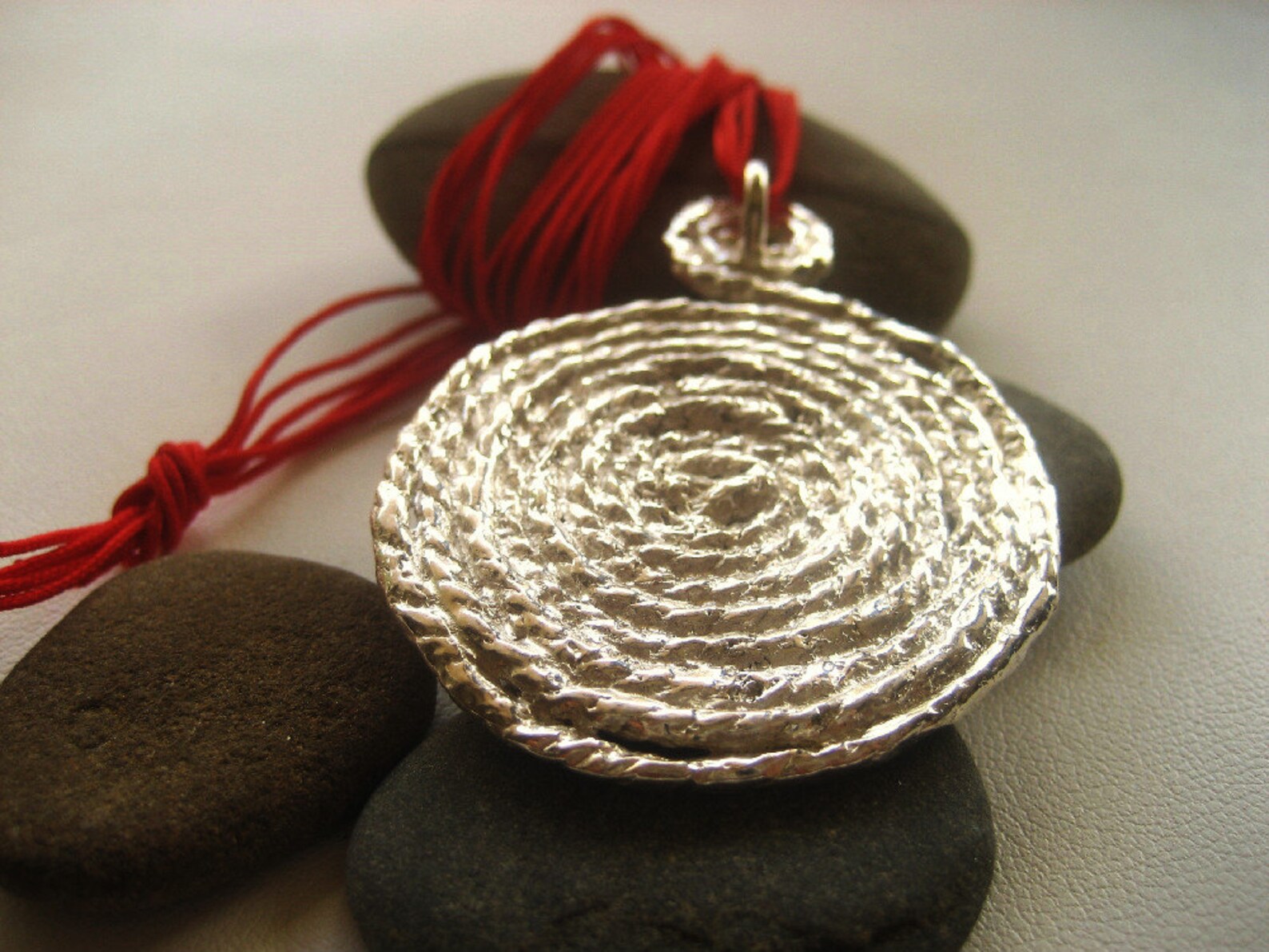 Greek Spyra Pendant ,silver 925 Pendant ,red Cord, Twisted Wire ...