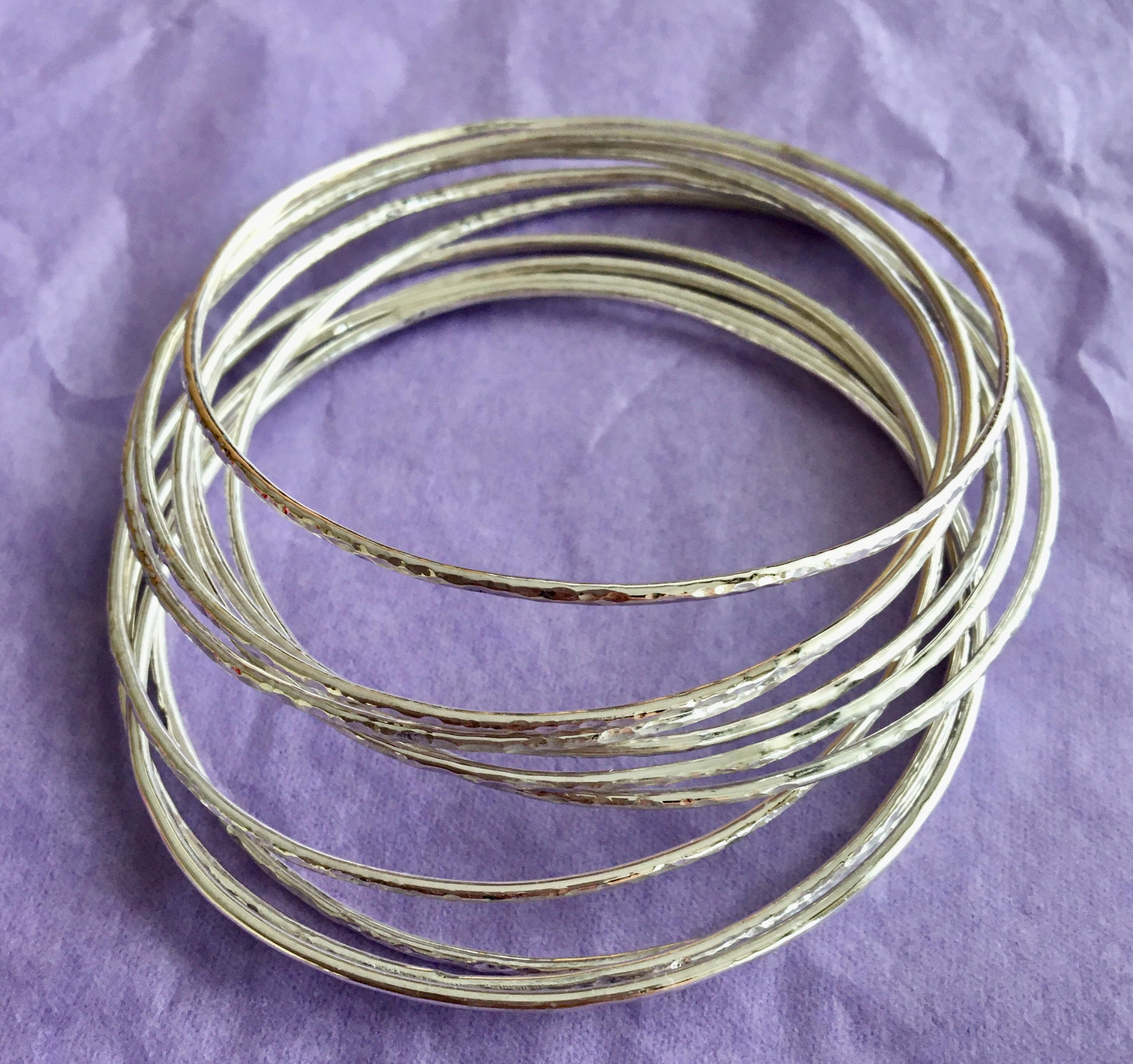 Silver Bangle Bracelet Set Handmade Sterling Silver - Etsy