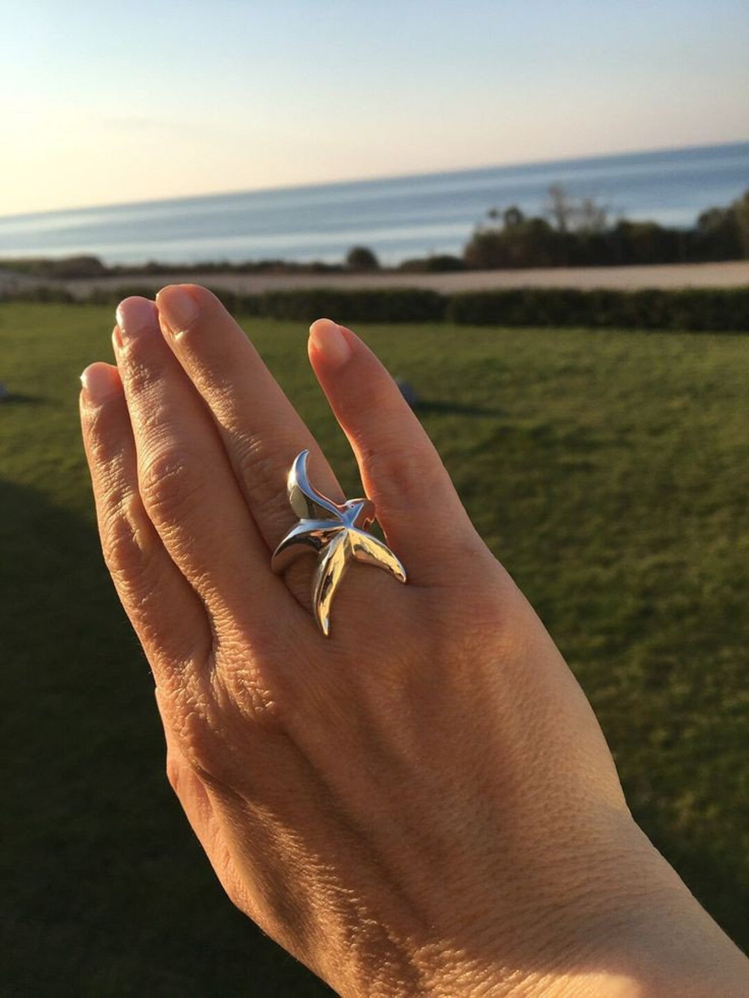 Starfish Ring ,silver Starfish Ring, Seashell Jewelry, Beach Jewelry, Sterling Silver Starfish ...