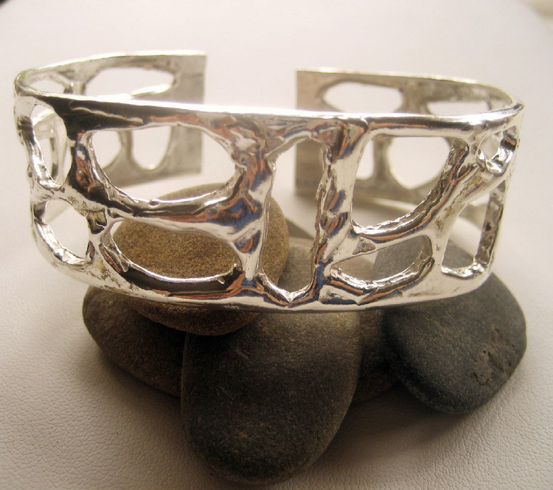 Silver Bracelet Cuff , Handmade Silver 925 Cuff Bracelet,melted ...