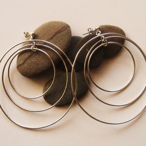 Silver Hoops,three Dimension Hoops, Sterling Silver Hoops - Etsy