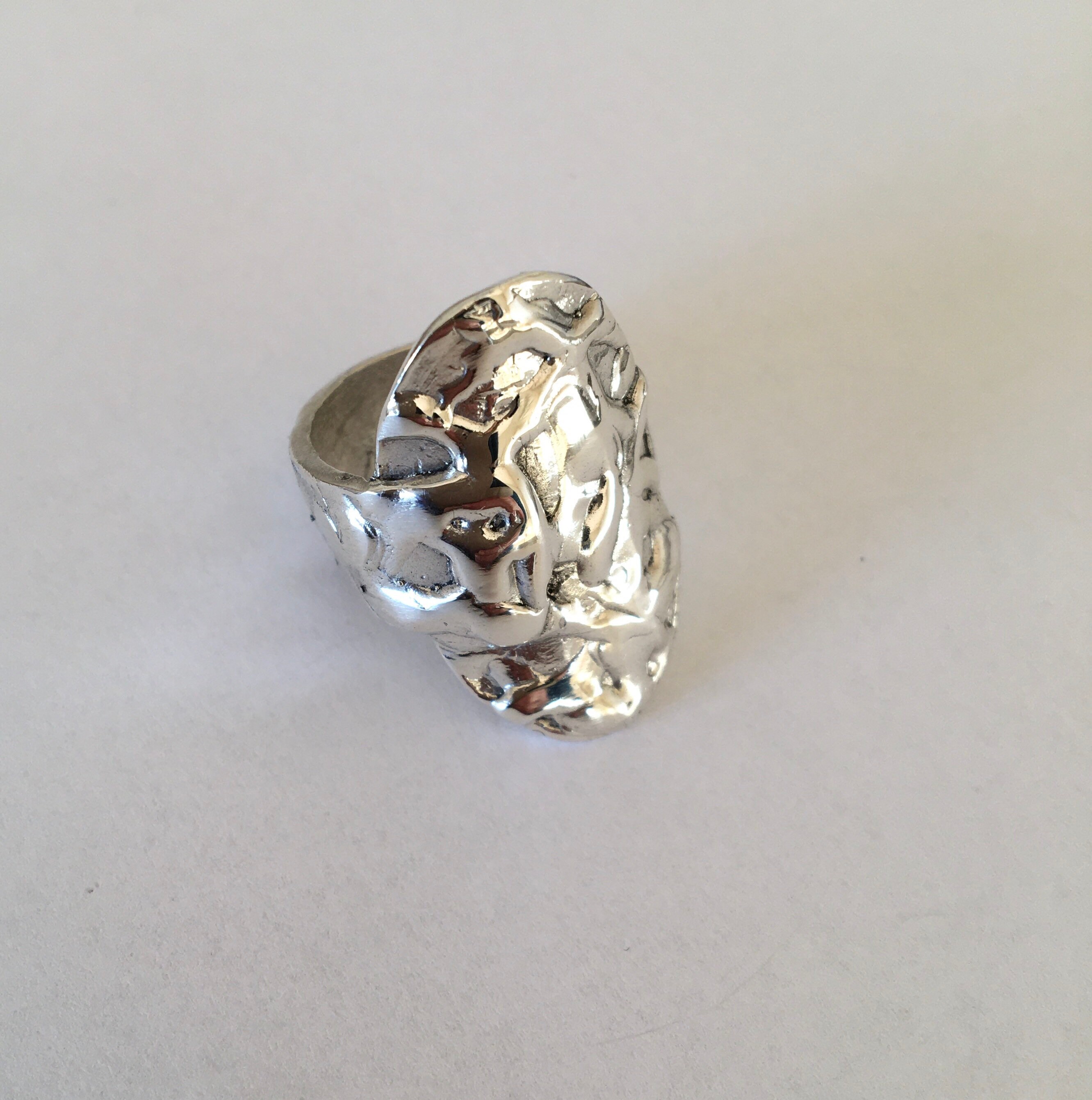 Melted Wide Band Silver Ring - Handmade 925 Sterling Silver Long Ring ...