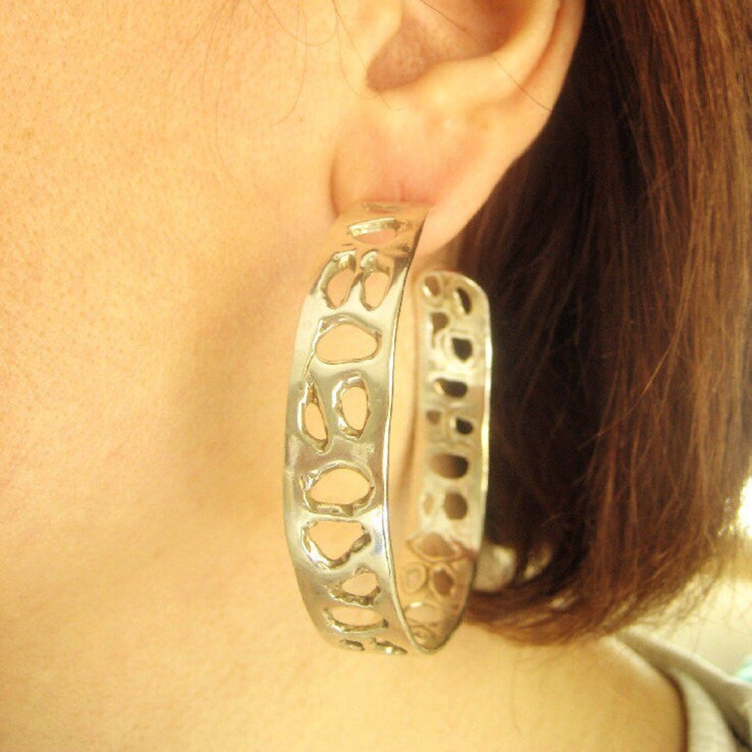 Hoops, Sterling Silver 925 Hoops,handmade Earrings,big Size Hoops ...