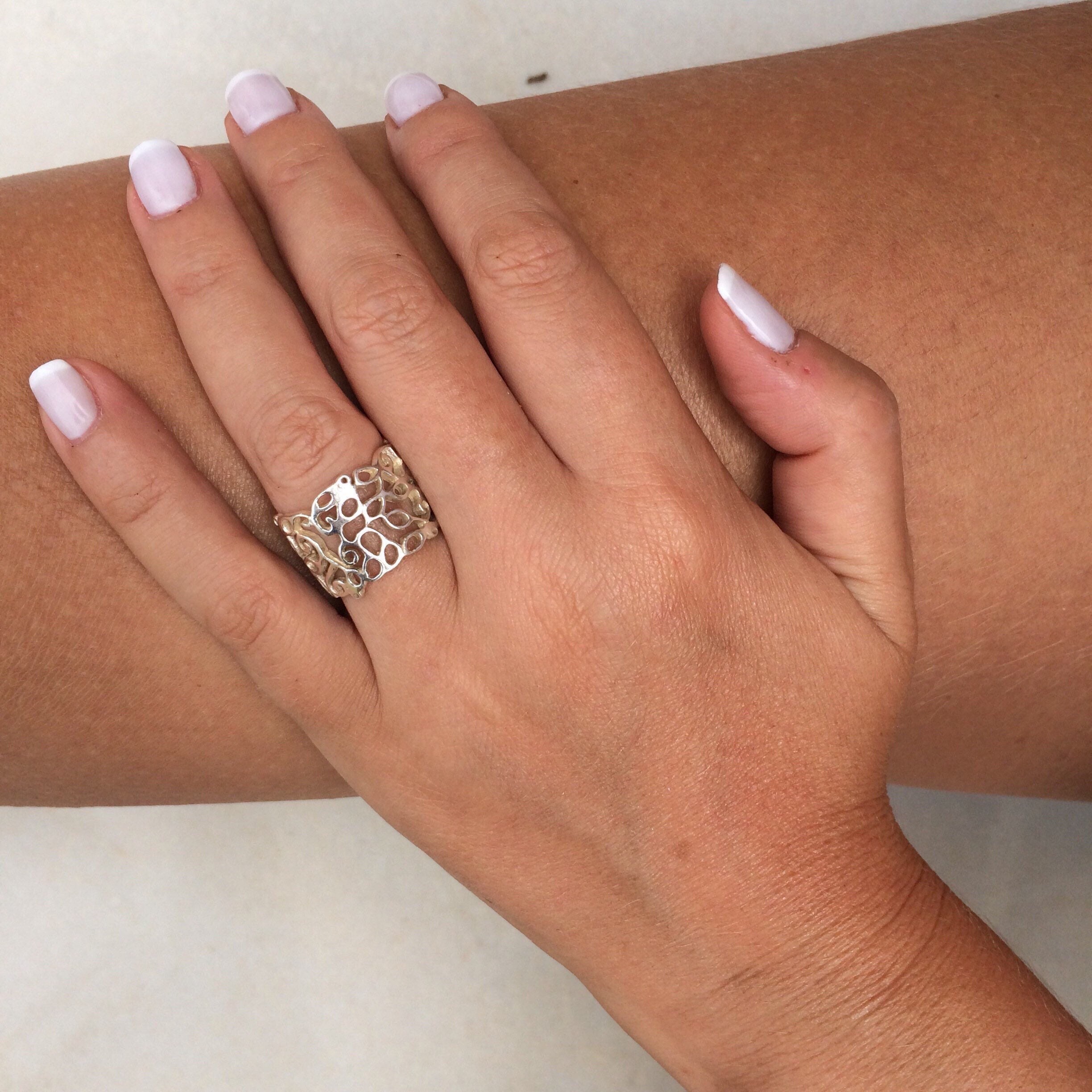 Sterling Silver Ring ,wide Band Ring, Chunky Silver Ring , Silver Ring ...