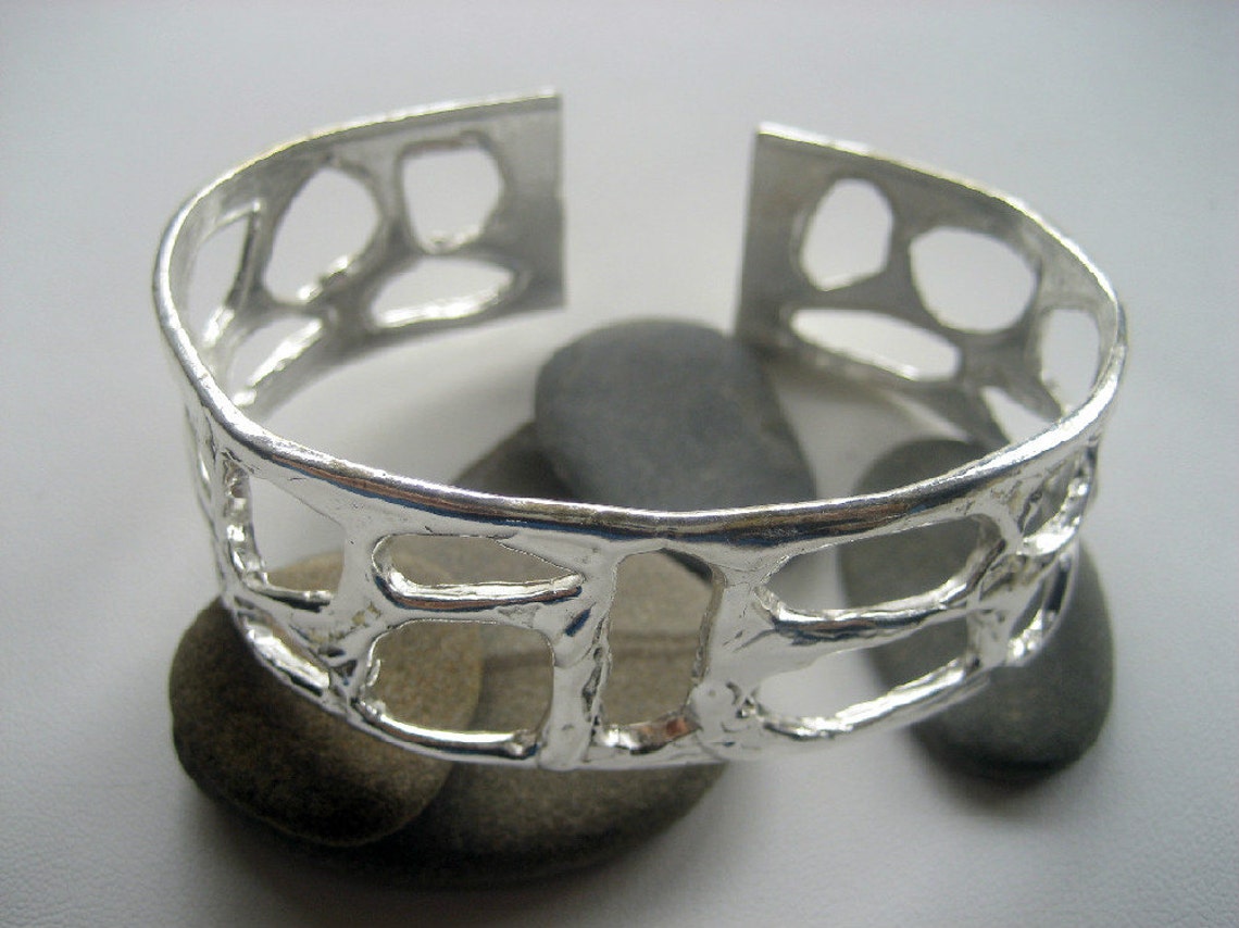 Silver Bracelet Cuff , Handmade Silver 925 Cuff Bracelet,melted ...