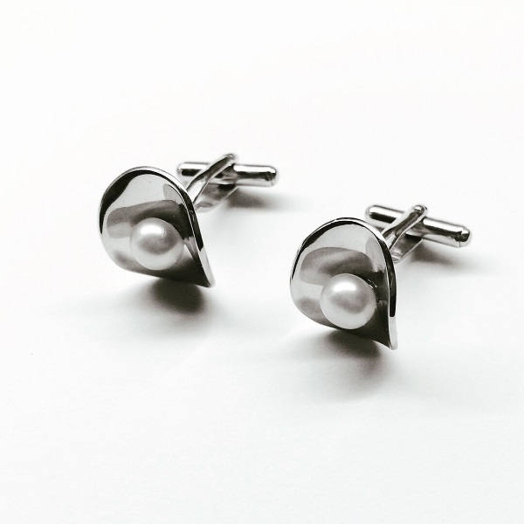 Pearl Cufflinks ,handmade Cufflinks ,silver Cufflinks ,gift for Him ...