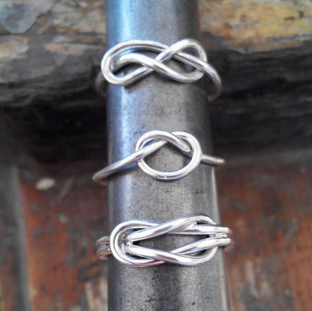 Set of 3 Bands ,love Knot Ring, Sterling Silver Ring, Promise Ring ...